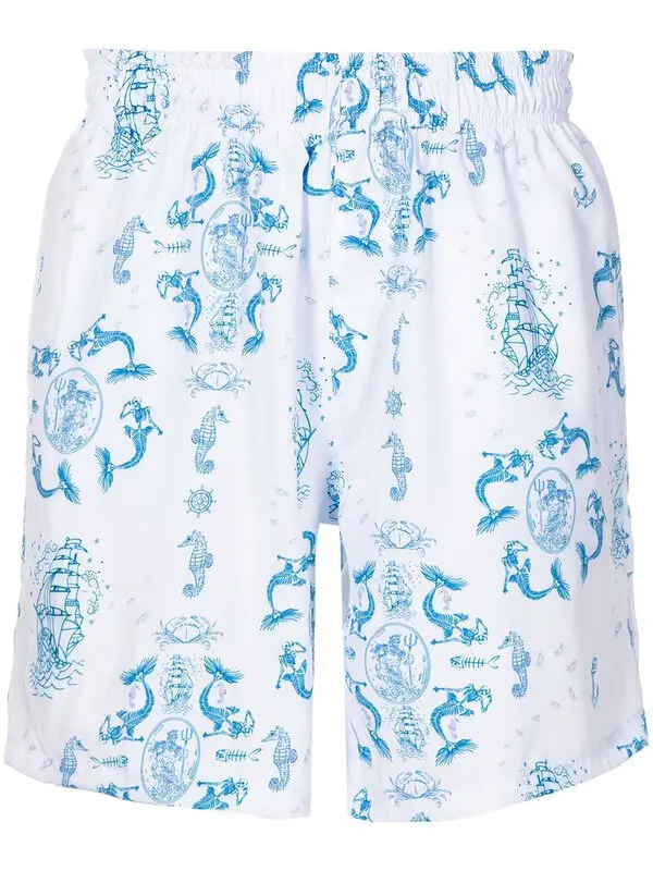 AMIR SLAMA Graphic-print Swim Shorts - White