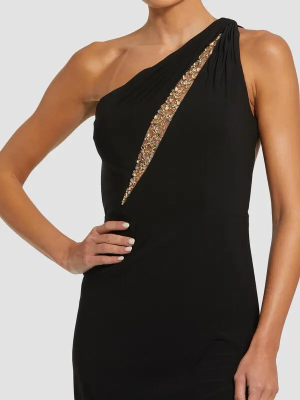 Mac Duggal Embellished Cut-out One-shoulder Gown