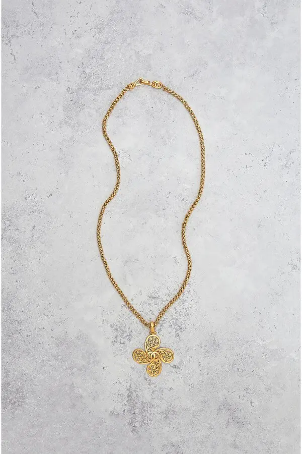 Chanel Cc Swirl Cross Pendant Necklace