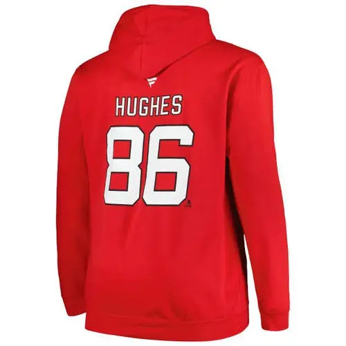 Profile Jack Hughes New Jersey Devils Big & Tall Name & Number Pullover Hoodie