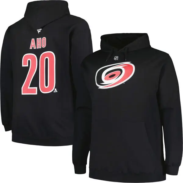 Profile Sebastian Aho Carolina Hurricanes Big & Tall Name & Number Pullover Hoodie - Black