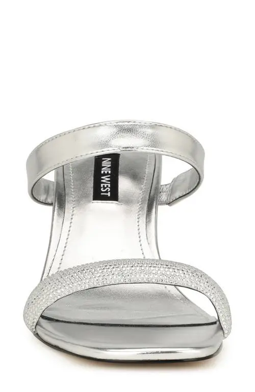 Nine West Shimmering Embellished Slide Sandals - Silver