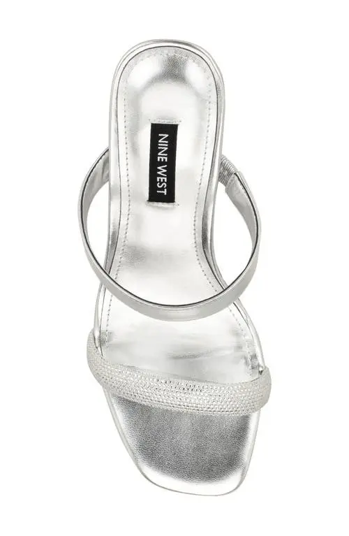 Nine West Shimmering Embellished Slide Sandals - Silver