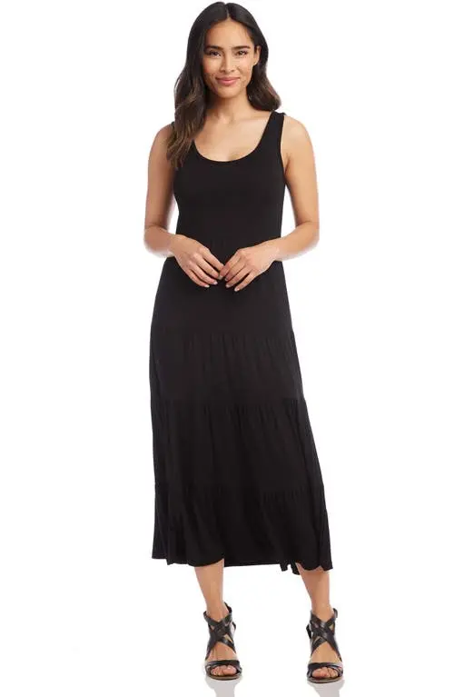 Karen Kane Tiered Midi Dress - Black