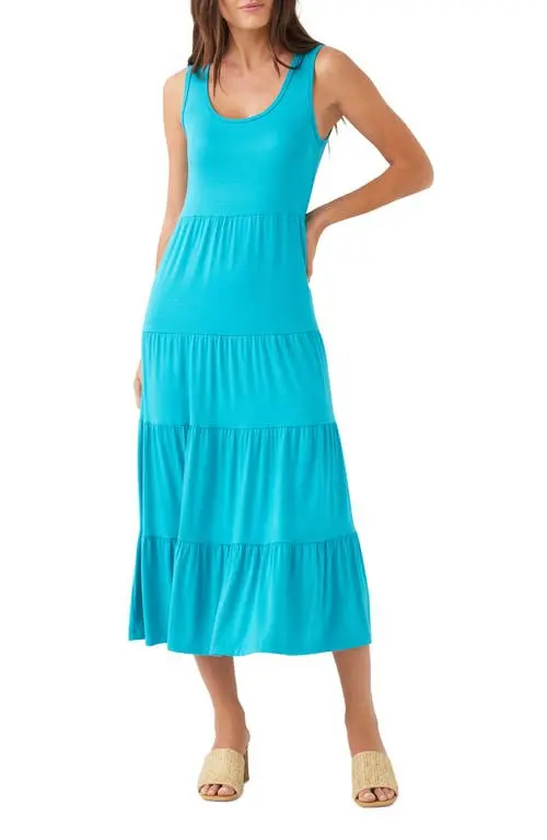Karen Kane Tiered Midi Dress - Teal