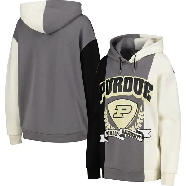 GAMEDAY COUTURE Purdue Boilermakers Hall Of Fame Colorblock Pullover Hoodie - Black