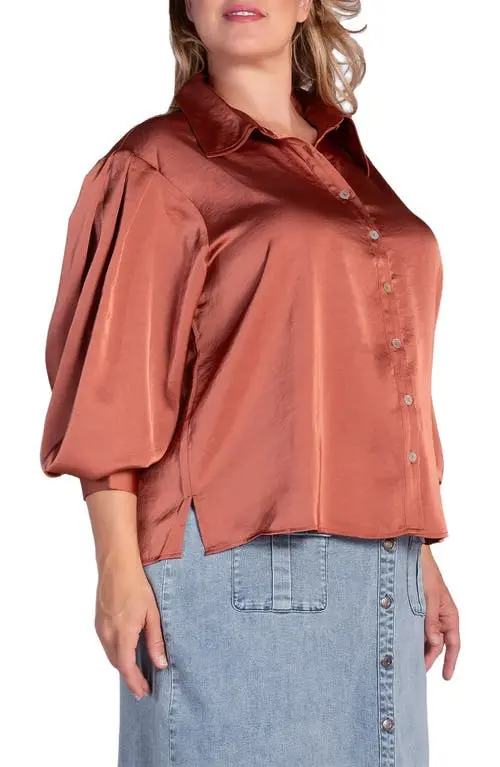 STANDARDS & PRACTICES Zeal Sateen Button-up Blouse