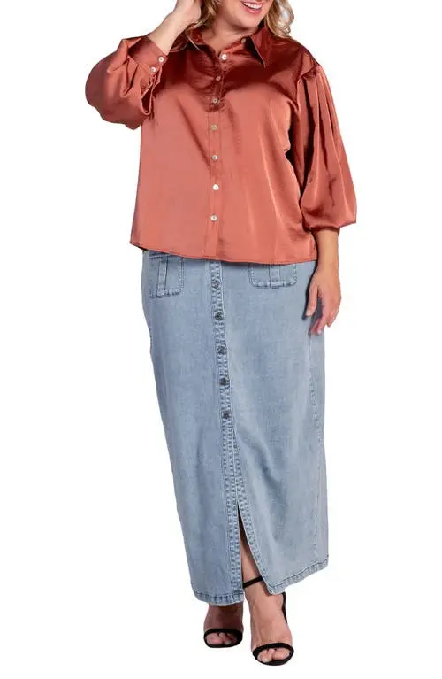 STANDARDS & PRACTICES Zeal Sateen Button-up Blouse