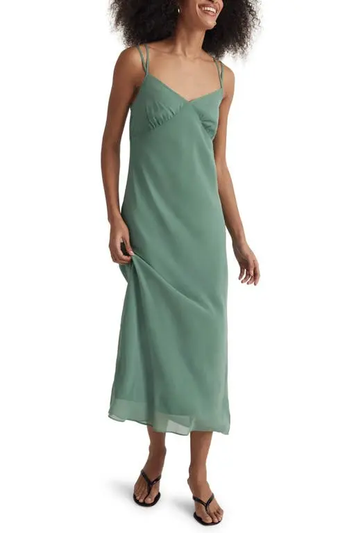 Madewell Layered Slip Midi Dress In Trellis Green - 62% Off | Editorialist