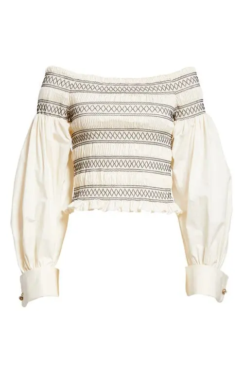 Max Mara Walk Smocked Off-the-shoulder Top - Ivory