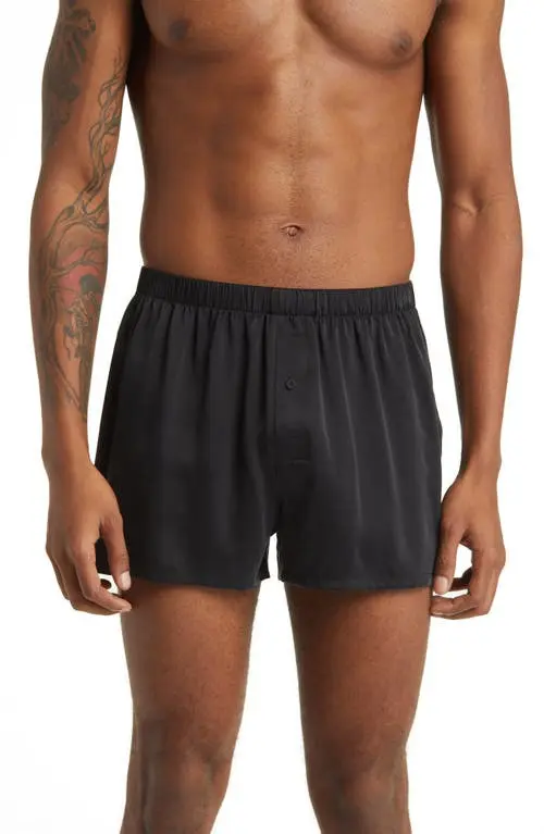 Lunya Washable Silk Boxer Shorts - Immersed Black
