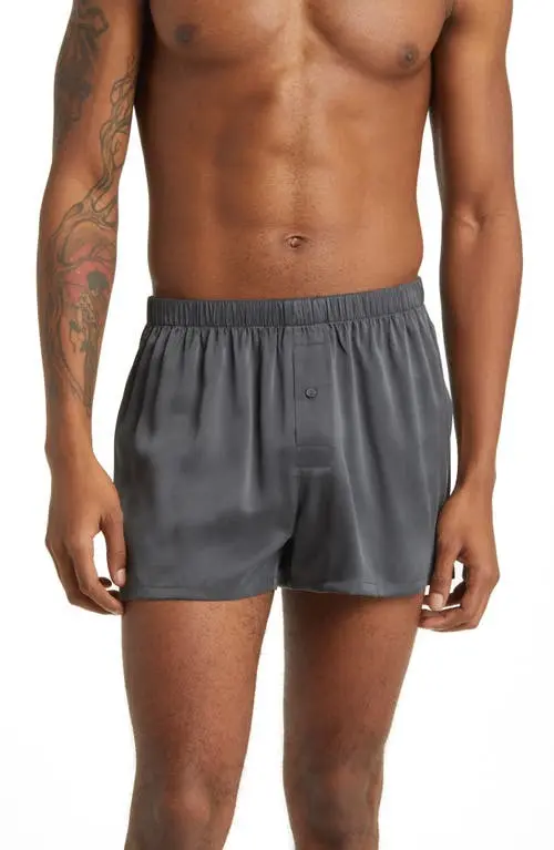 Lunya Washable Silk Boxer Shorts - Meditative Grey