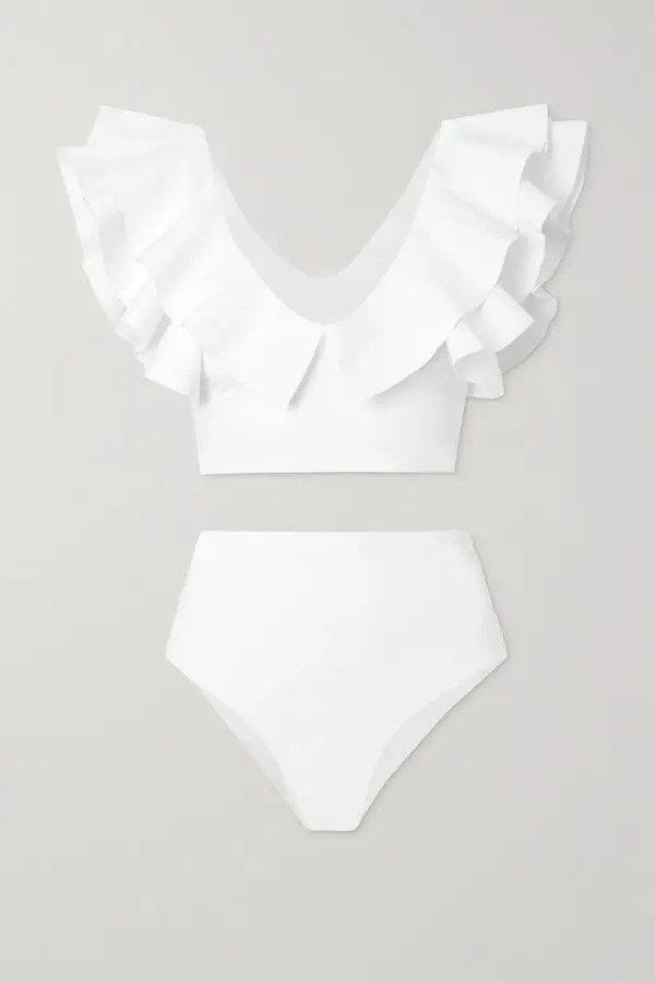MAYGEL CORONEL Net Sustain Mila Ruffled Bikini - White