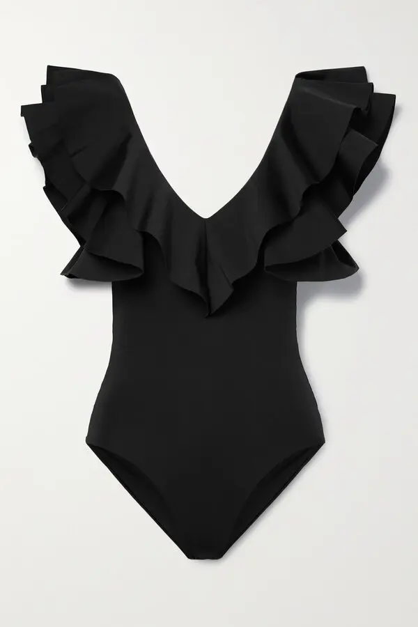 MAYGEL CORONEL Santa Ruffled Swimsuit - Black