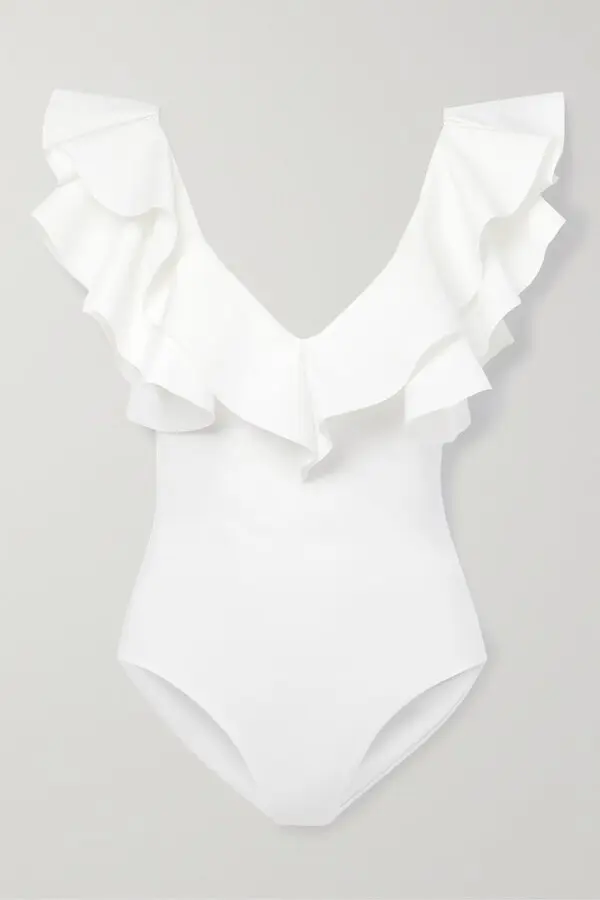 MAYGEL CORONEL Santa Ruffled Swimsuit - White