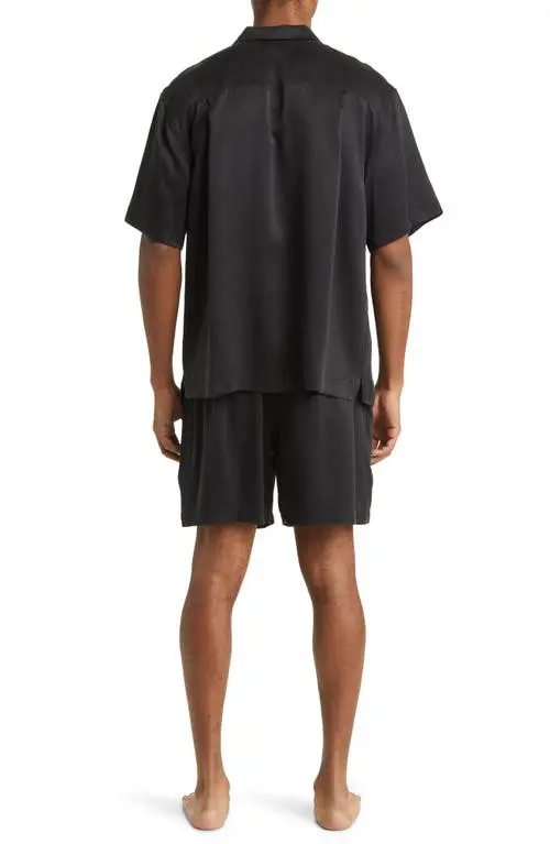 Lunya Washable Silk Button-up Short Pajamas - Immersed Black
