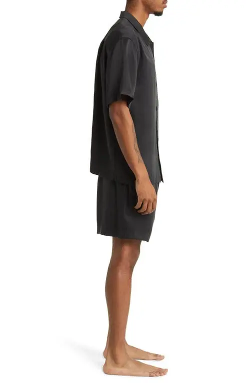 Lunya Washable Silk Button-up Short Pajamas - Immersed Black