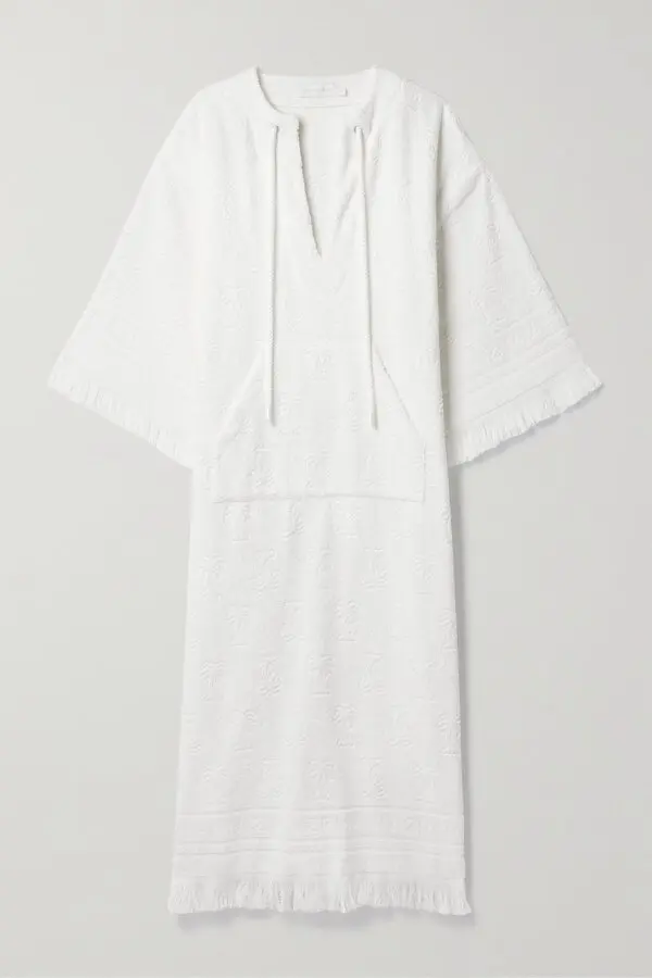 Zimmermann Alight Fringed Cotton-terry Jacquard Coverup