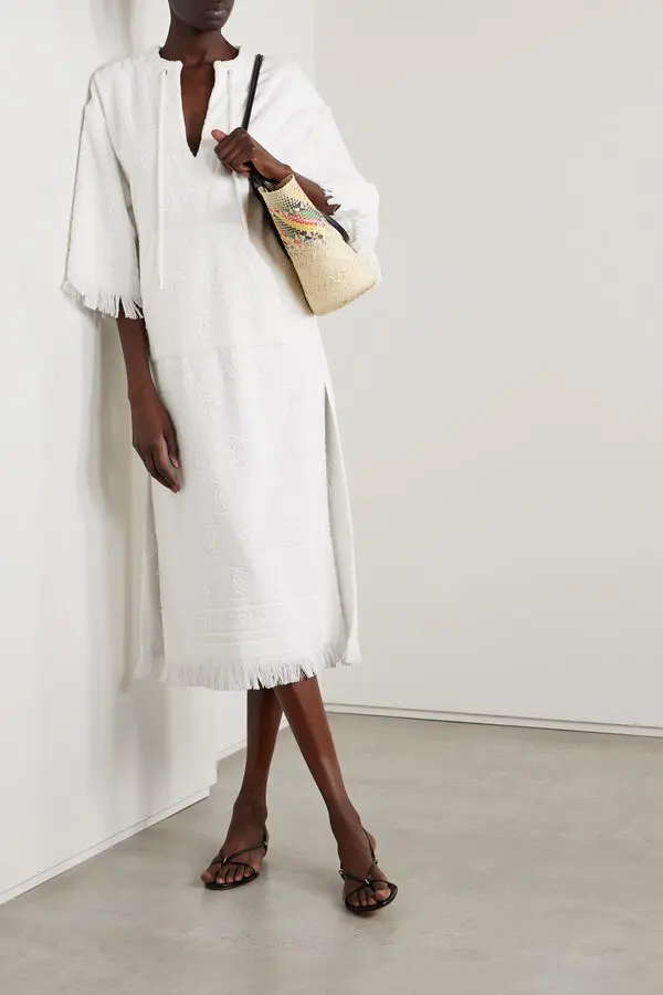 Zimmermann Alight Fringed Cotton-terry Jacquard Coverup