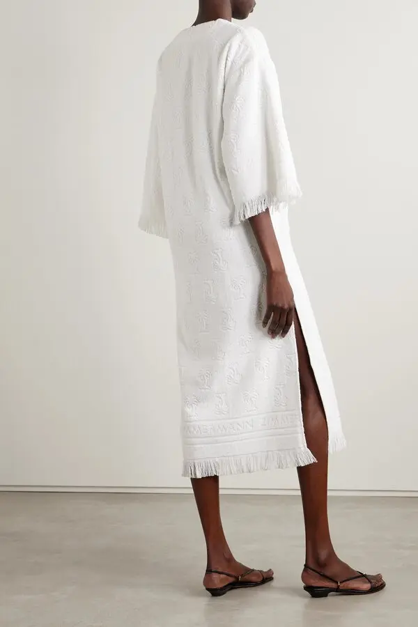 Zimmermann Alight Fringed Cotton-terry Jacquard Coverup