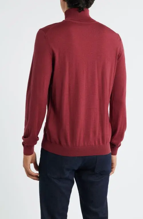 BOSS Musso Virgin Wool Turtleneck Sweater - Dark Red