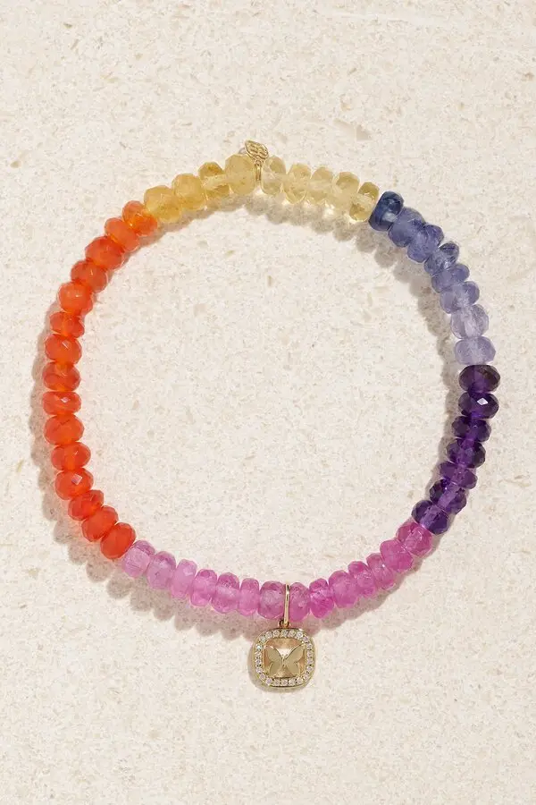 SYDNEY EVAN Butterfly 14-karat Multi-stone Bracelet - Gold