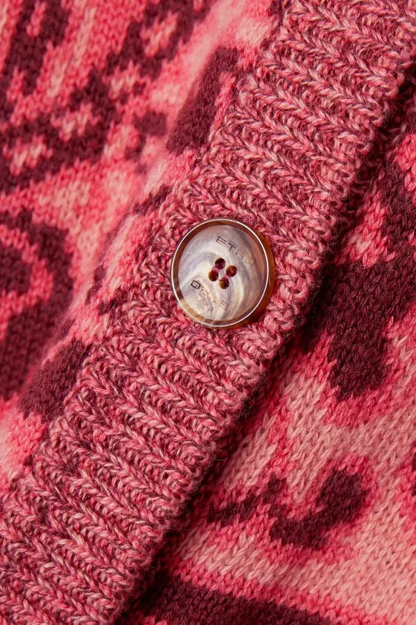 Etro Oversized Wool-blend Jacquard Cardigan - Pink