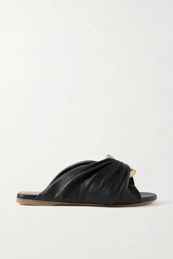 JW Anderson Corner Chain-embellished Leather Slides