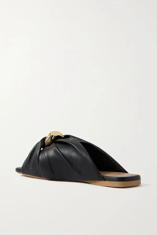JW Anderson Corner Chain-embellished Leather Slides