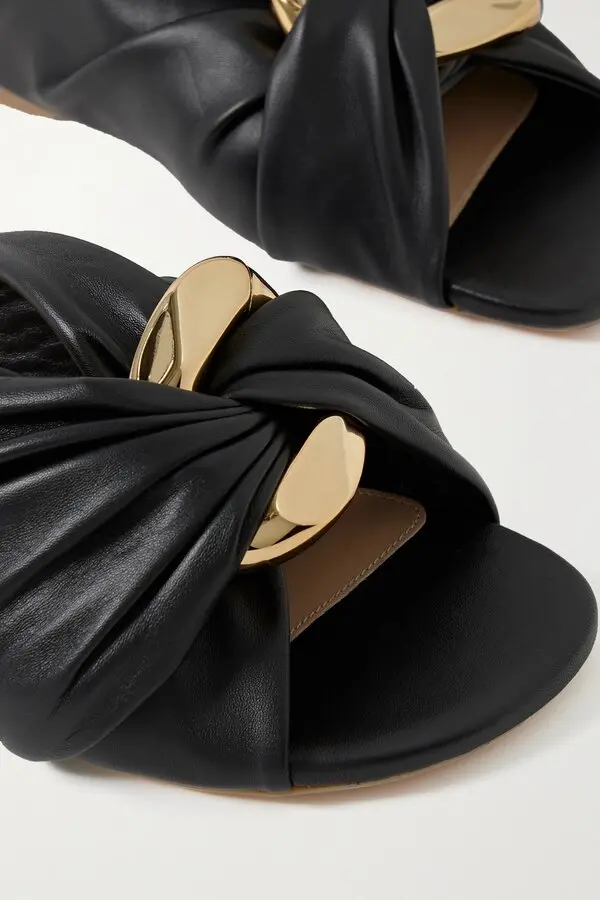 JW Anderson Corner Chain-embellished Leather Slides