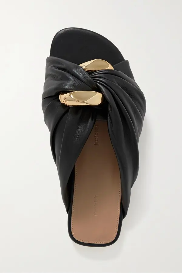 JW Anderson Corner Chain-embellished Leather Slides