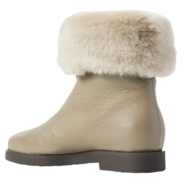 TOTEME Net Sustain The Off-duty Faux Fur-trimmed Textured-leather Ankle Boots