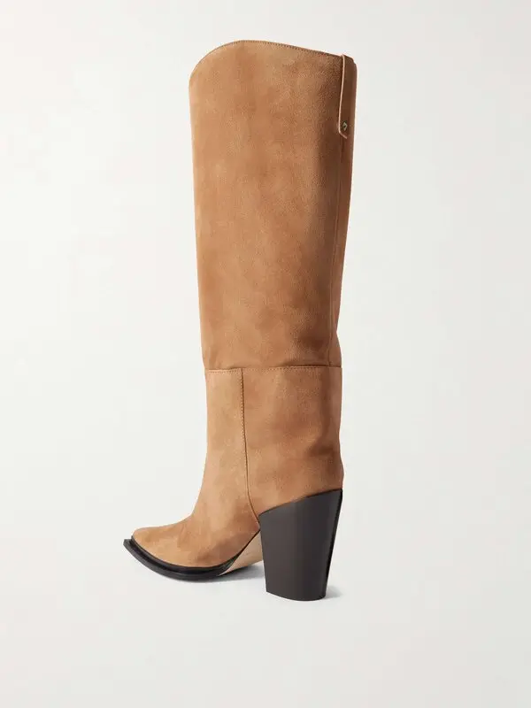 JIMMY CHOO Cece 80 Suede Knee High Boots - Light Brown