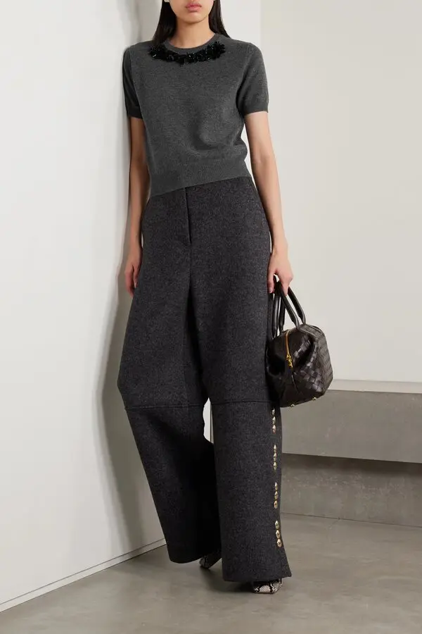 JASON WU Embellished Wool-cashmere Blend Sweater