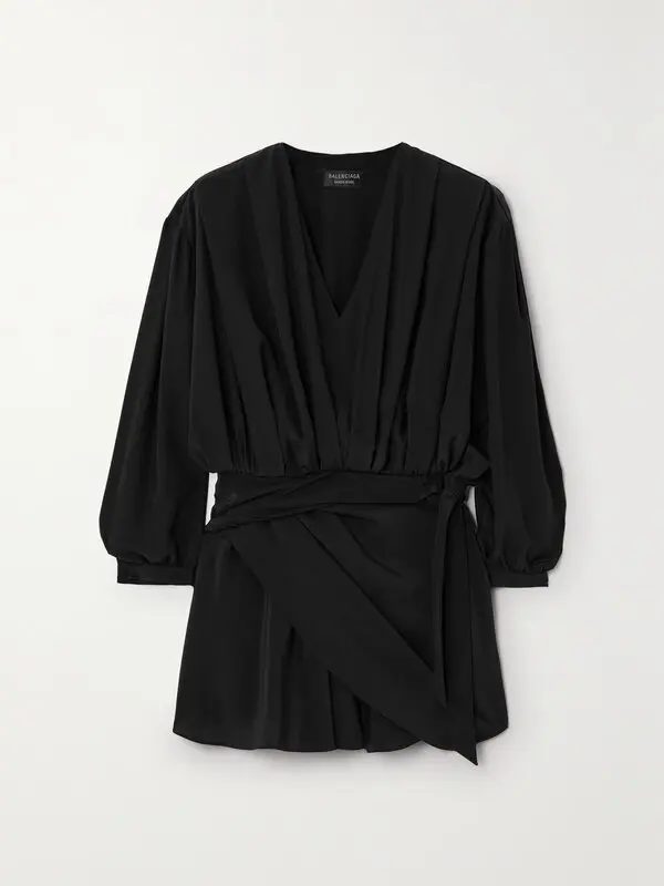 Balenciaga Draped Wrap-effect Mini Dress - Black