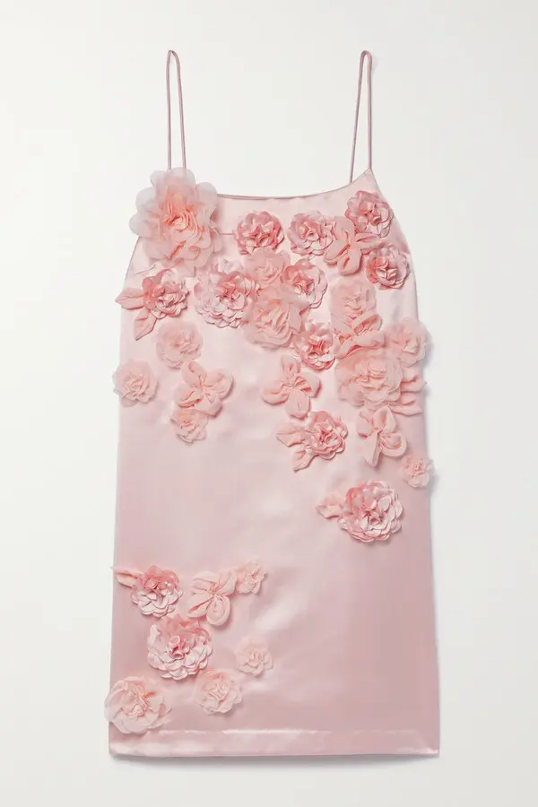 LoveShackFancy Mensa Appliquéd Mini Dress - Pink