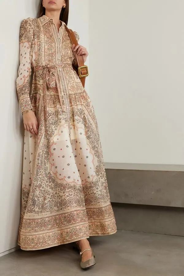 Zimmermann Paisley-Print Belted Linen And Silk-Blend Voile Shirt Dress In  Cream - 60% Off | Editorialist