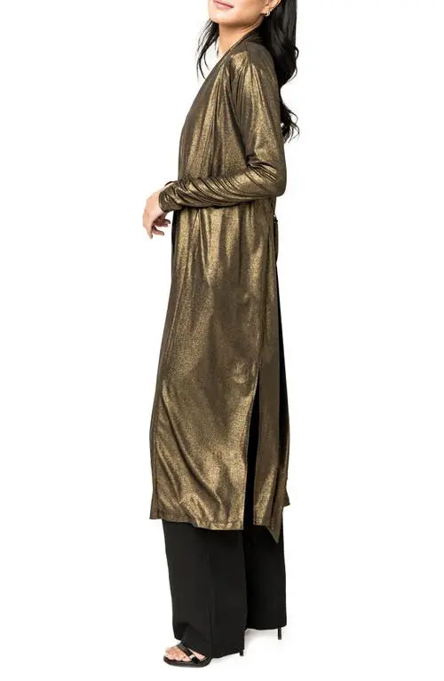 GIBSONLOOK Metallic Duster With Tie Belt