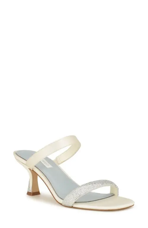 Nine West Shimme Embellished Slide Sandal - Ivory