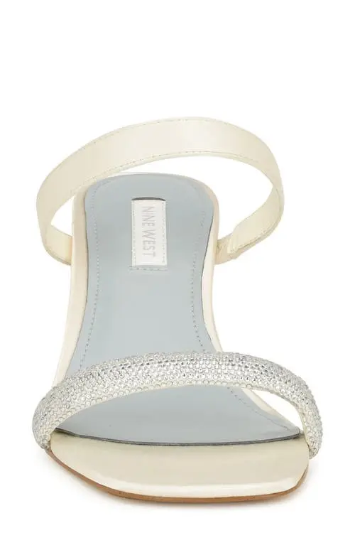Nine West Shimme Embellished Slide Sandal - Ivory