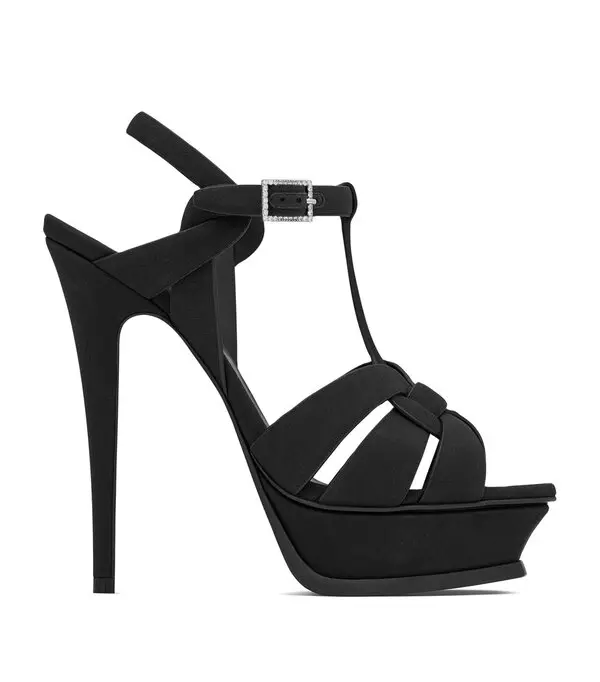 Saint Laurent Silk Tribute 135 Platform Sandals