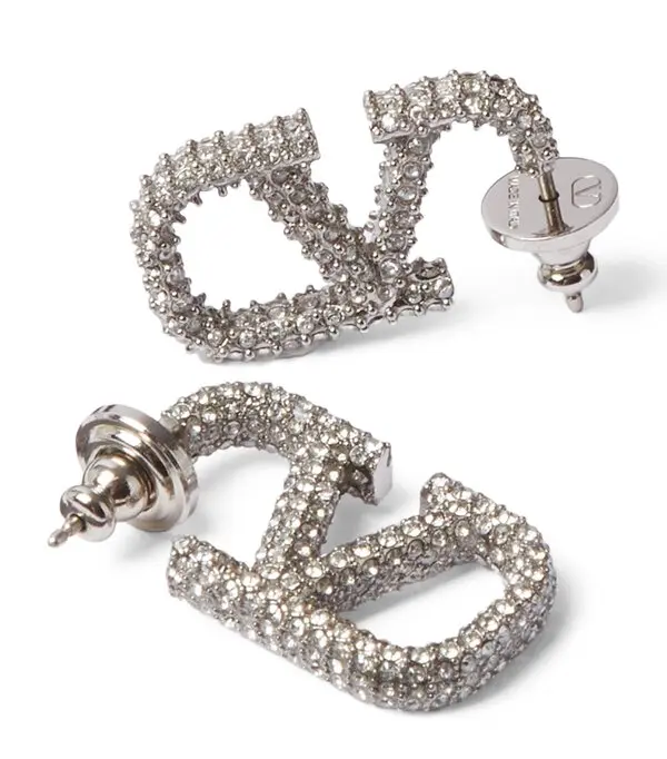 Valentino Garavani Vlogo Strass Earrings - Metallic