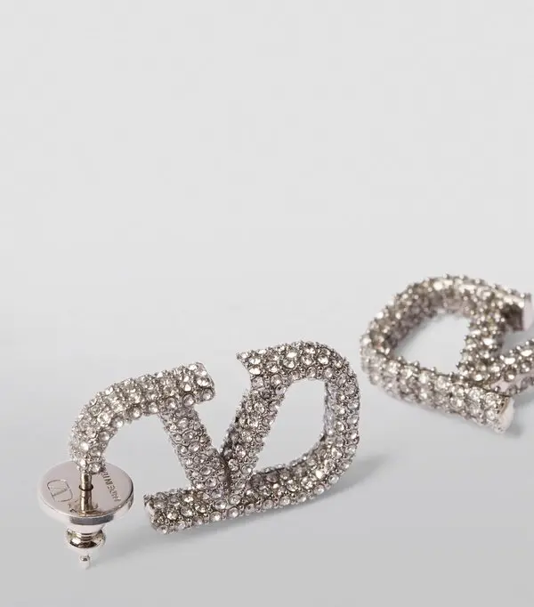 Valentino Garavani Vlogo Strass Earrings - Metallic