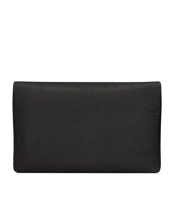 Saint Laurent Leather Cassandre Envelope Pouch - Black