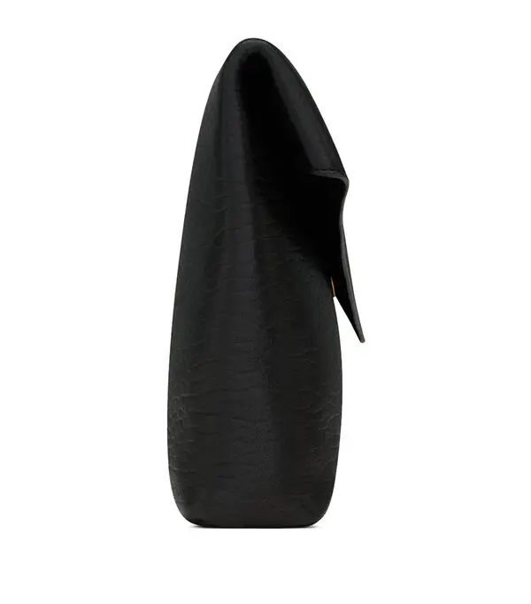 Saint Laurent Leather Cassandre Envelope Pouch - Black