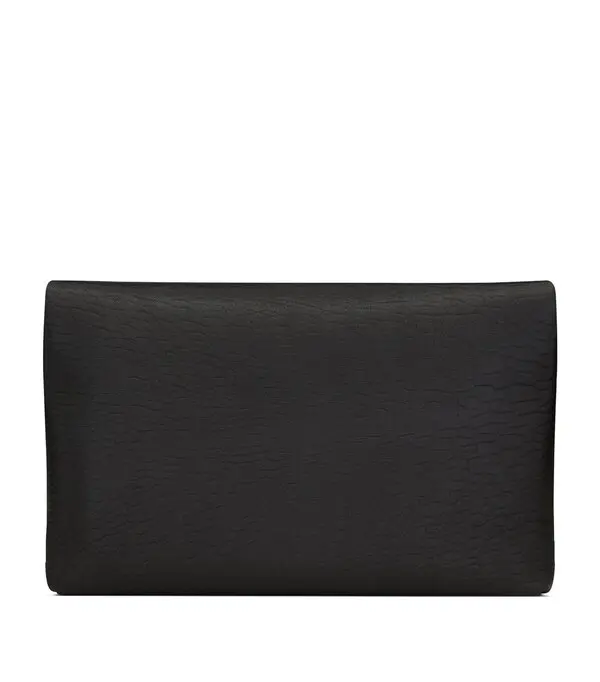 Saint Laurent Leather Cassandre Envelope Pouch - Black
