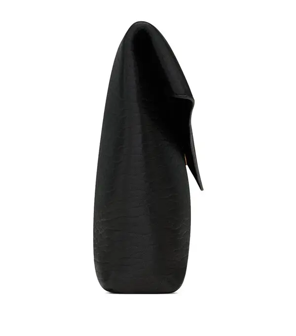 Saint Laurent Leather Cassandre Envelope Pouch - Black