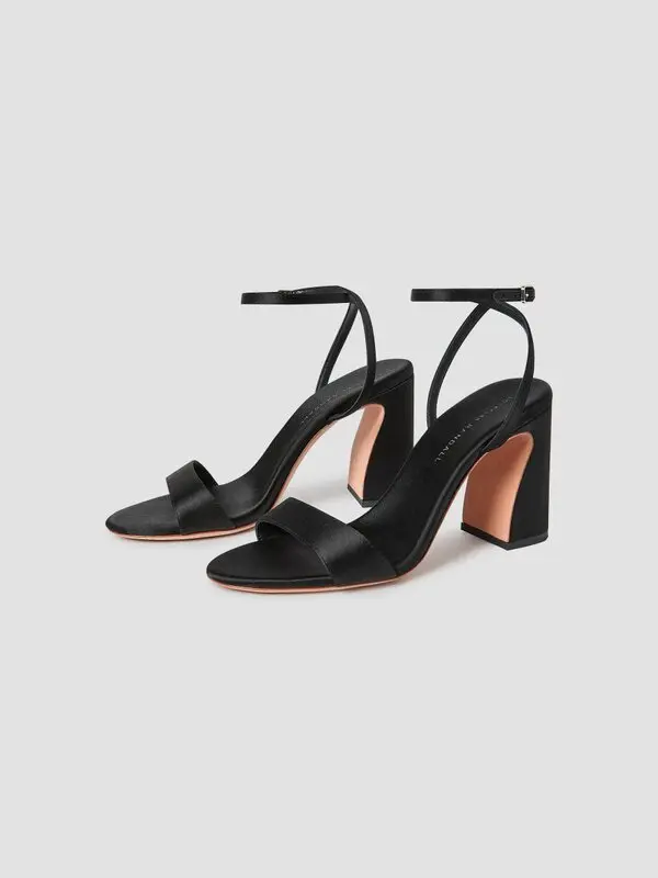 LOEFFLER RANDALL Malia 90mm Curved-heel Satin Sandals - Black