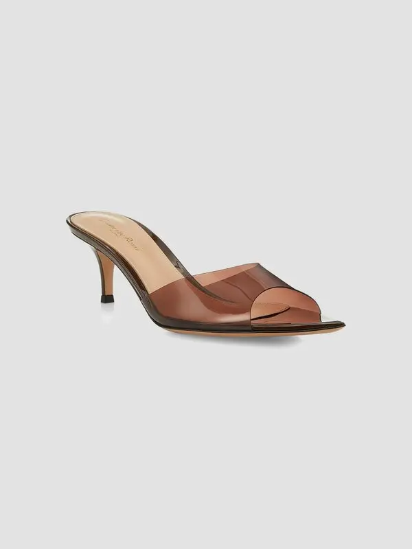 GIANVITO ROSSI Elle 55mm Plexi Mules - Brown