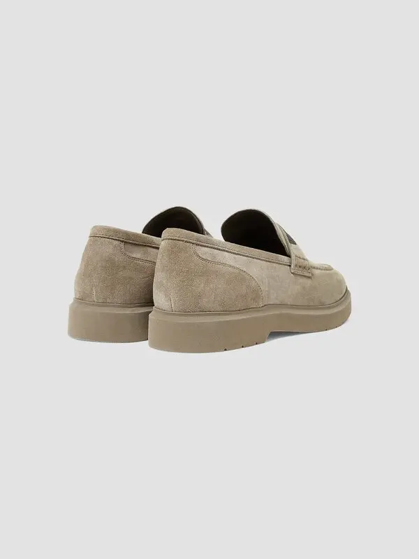 Brunello Cucinelli Suede Penny Loafers - Beige
